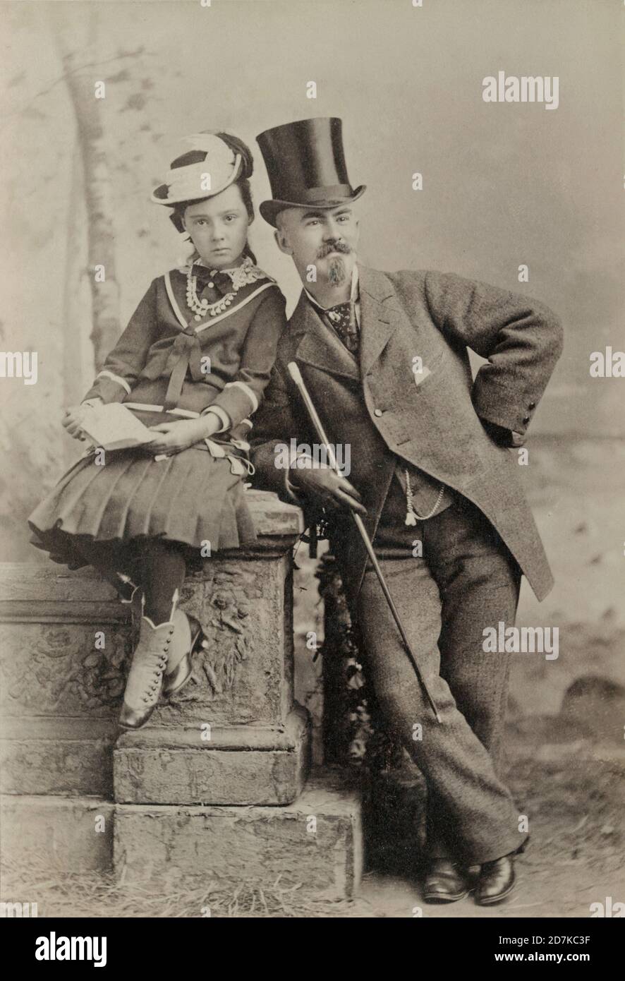 Vintage Postcard. Cabinet card of Father and Daughter by Sarony Studio ...