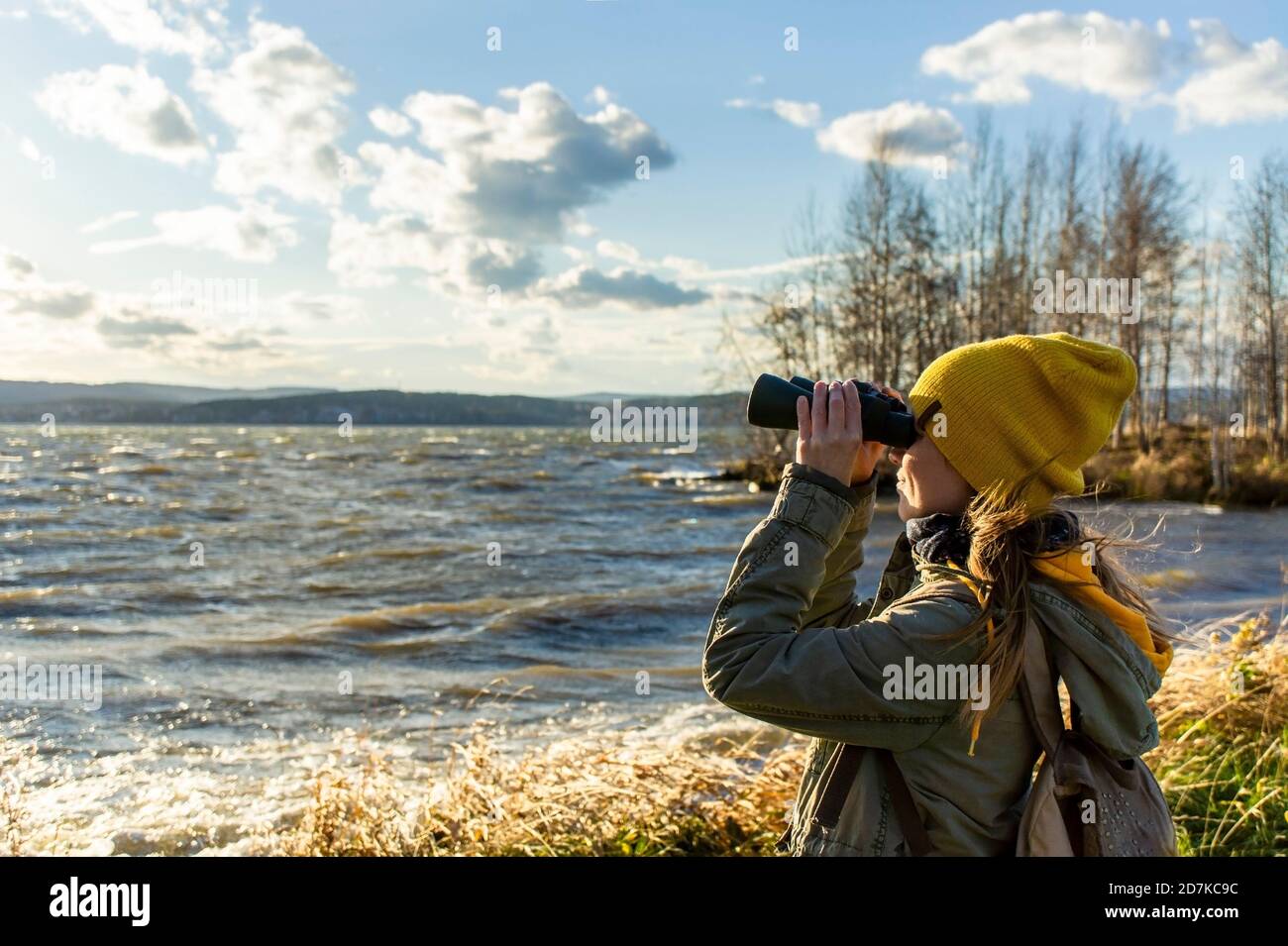 Birdwatching birdwatcher female girl woman hi-res stock photography and ...