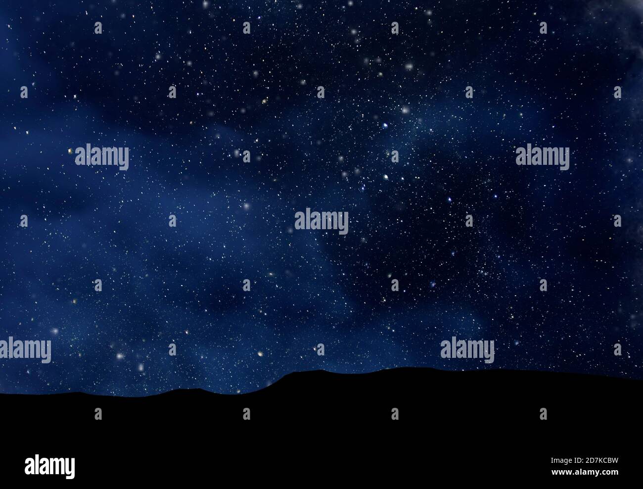 Night starry sky, deep space over valley Stock Photo - Alamy