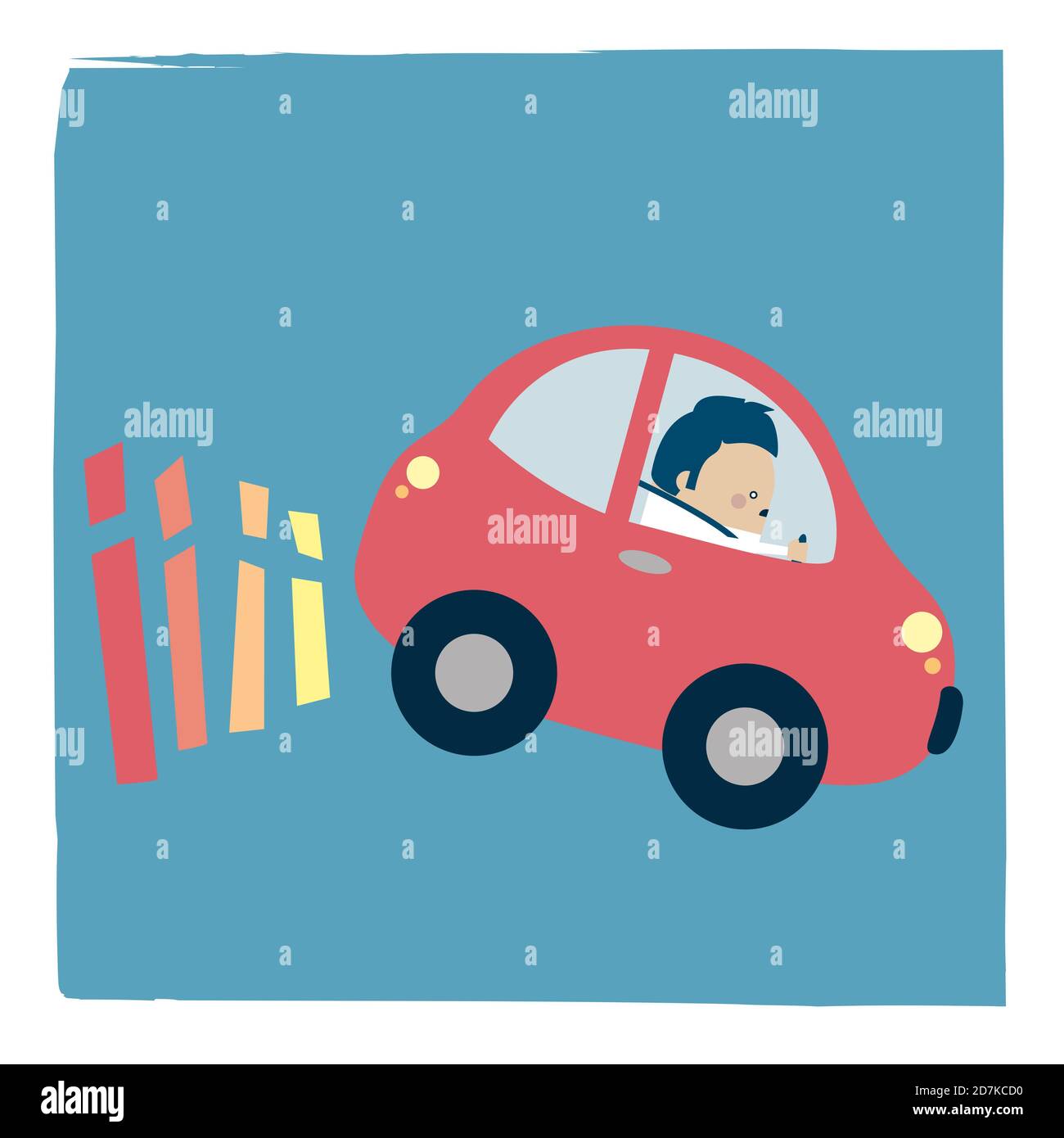 Illustration of a driver braking Stock Photo - Alamy
