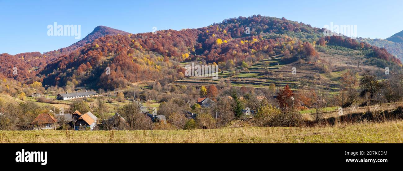 Panorama of Carpathian Mountains on sunny autumn day. Ukraine Stock ...