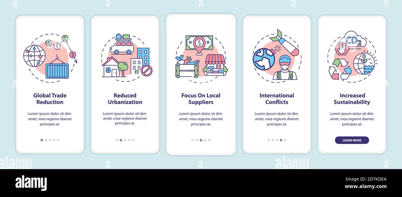 Reverse globalization trends onboarding mobile app page screen with ...