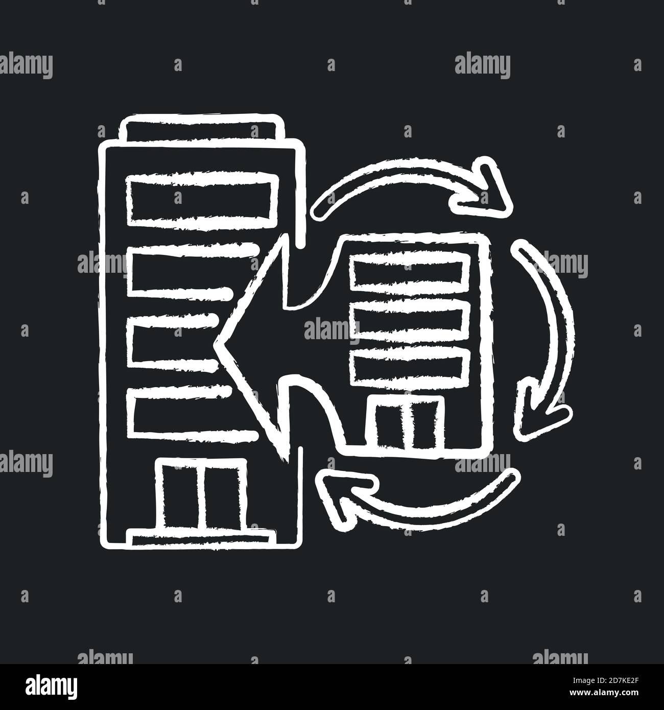 Corporate synergy chalk white icon on black background Stock Vector ...
