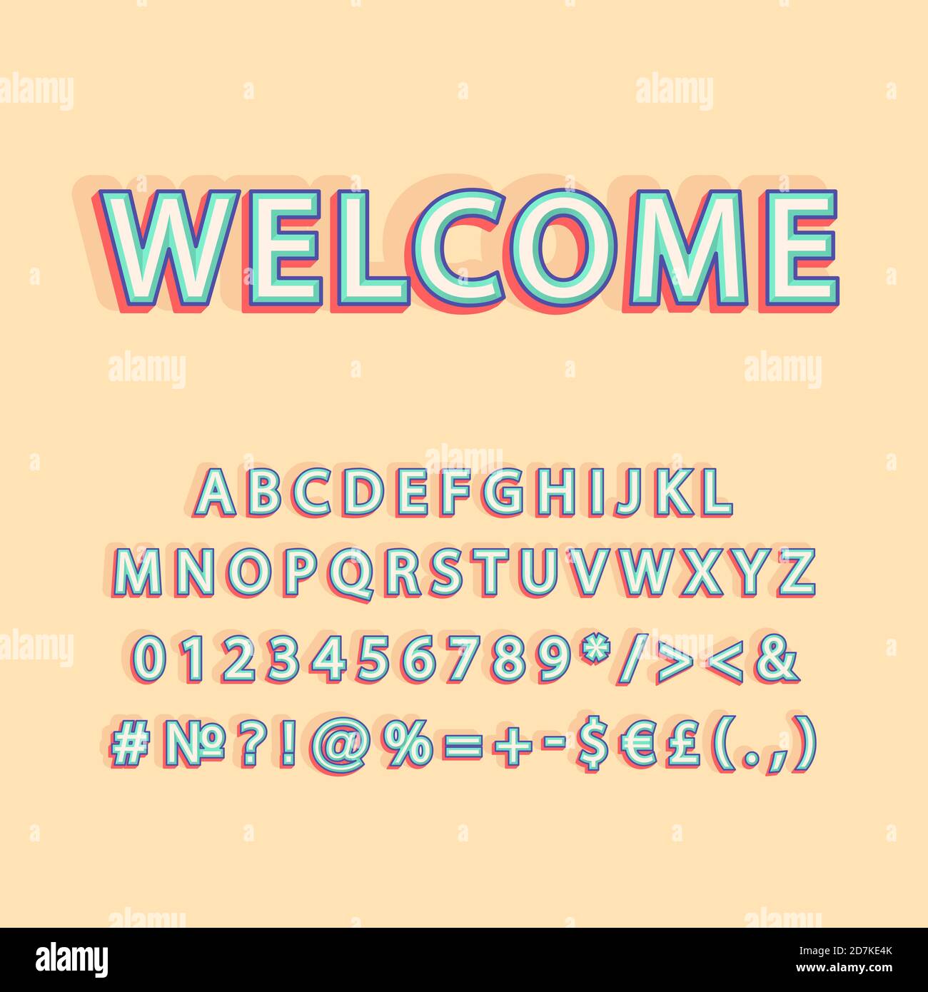 Welcome header vintage 3d vector alphabet set Stock Vector Image & Art ...
