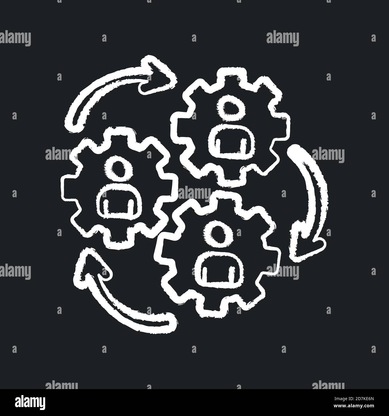Human synergy chalk white icon on black background Stock Vector Image ...