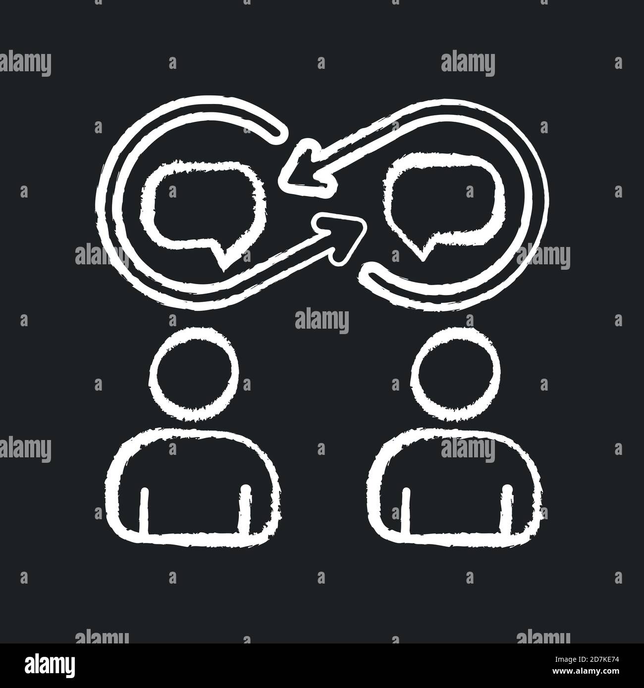 Interpersonal relationship chalk white icon on black background Stock ...