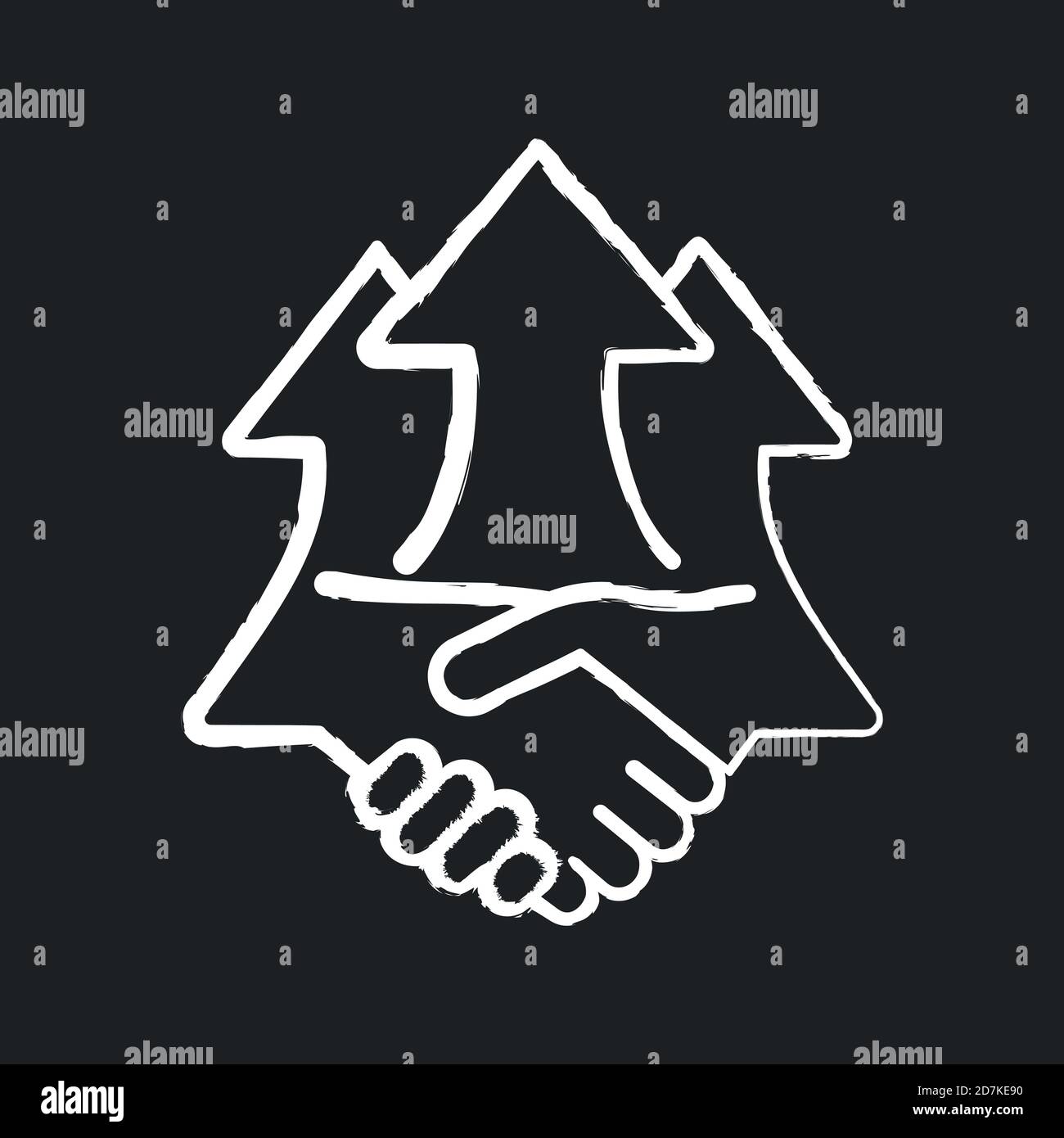 Synergy effects chalk white icon on black background Stock Vector Image ...