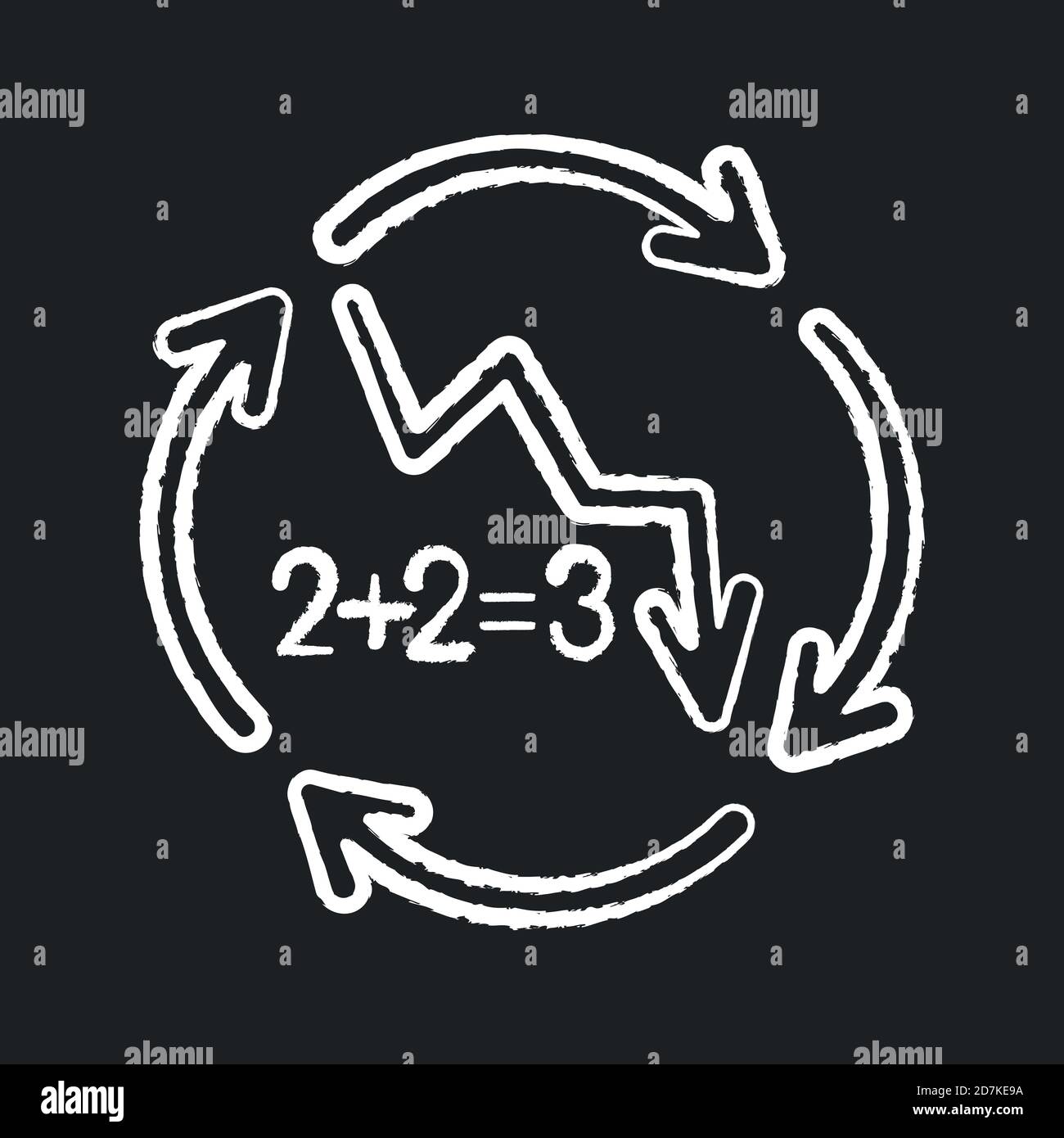Negative synergy chalk white icon on black background Stock Vector ...