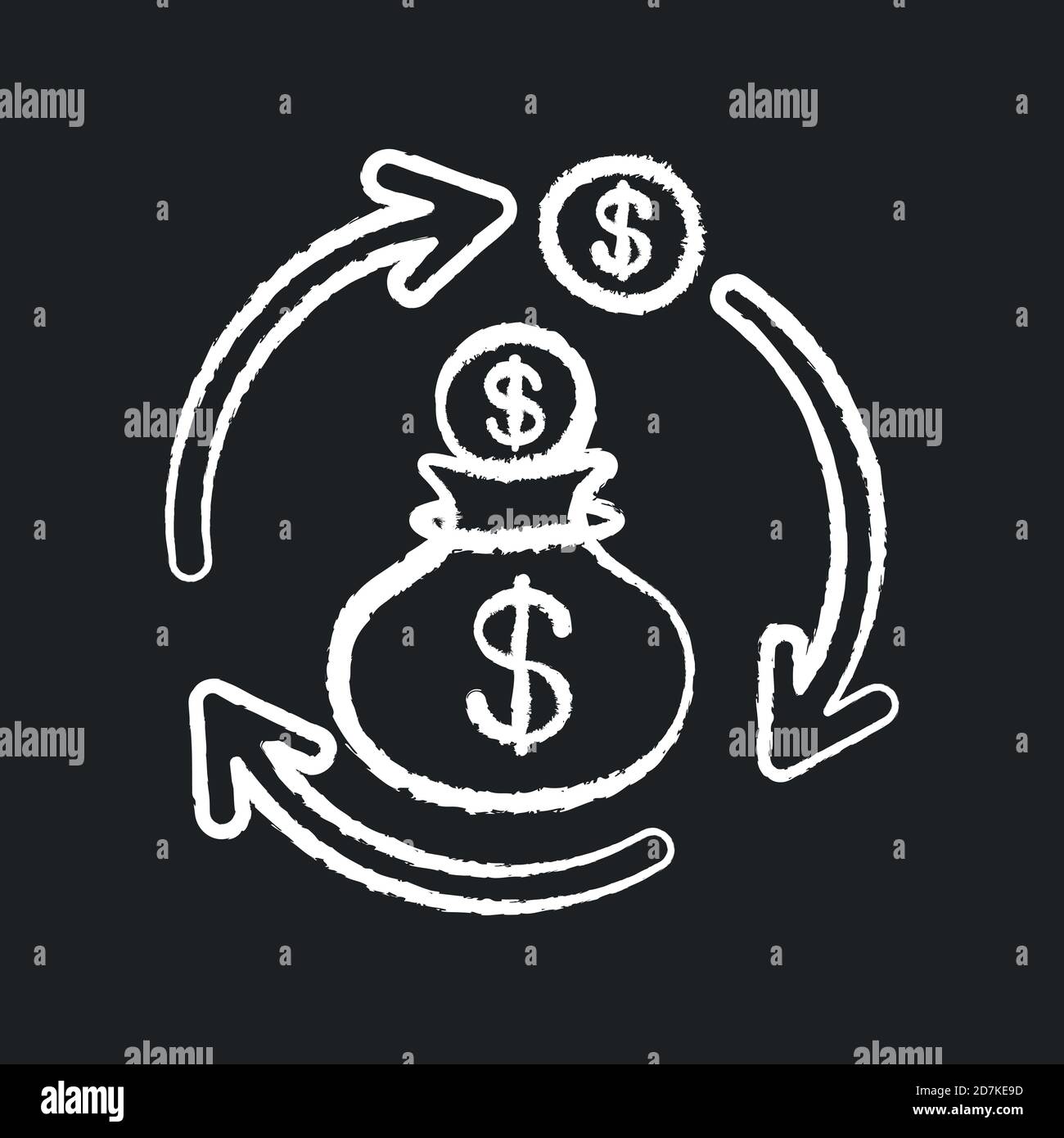 Revenue synergy chalk white icon on black background Stock Vector Image ...