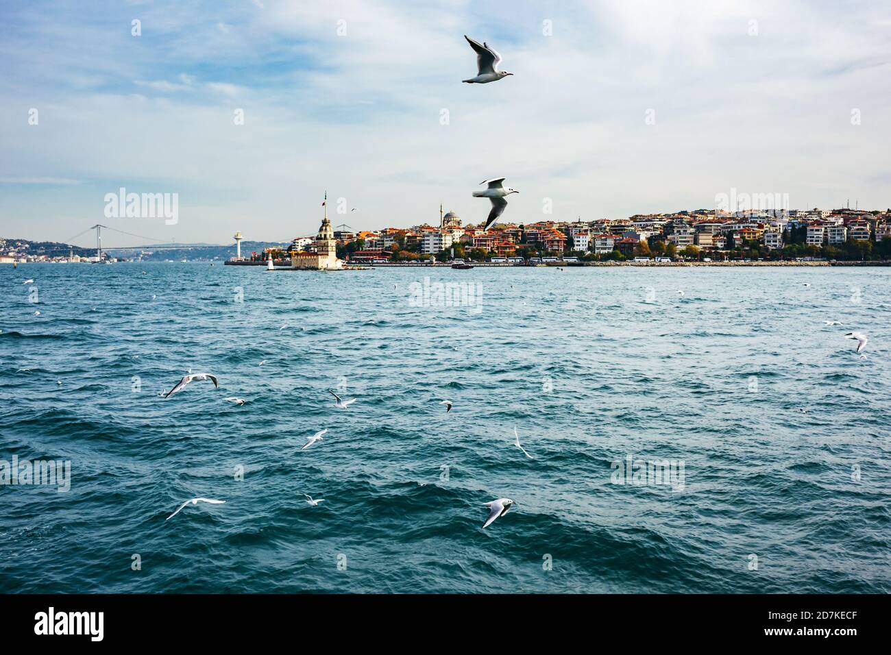 Amazing view of Istanbul city from the sea, Bosporus strait, Turkey ...