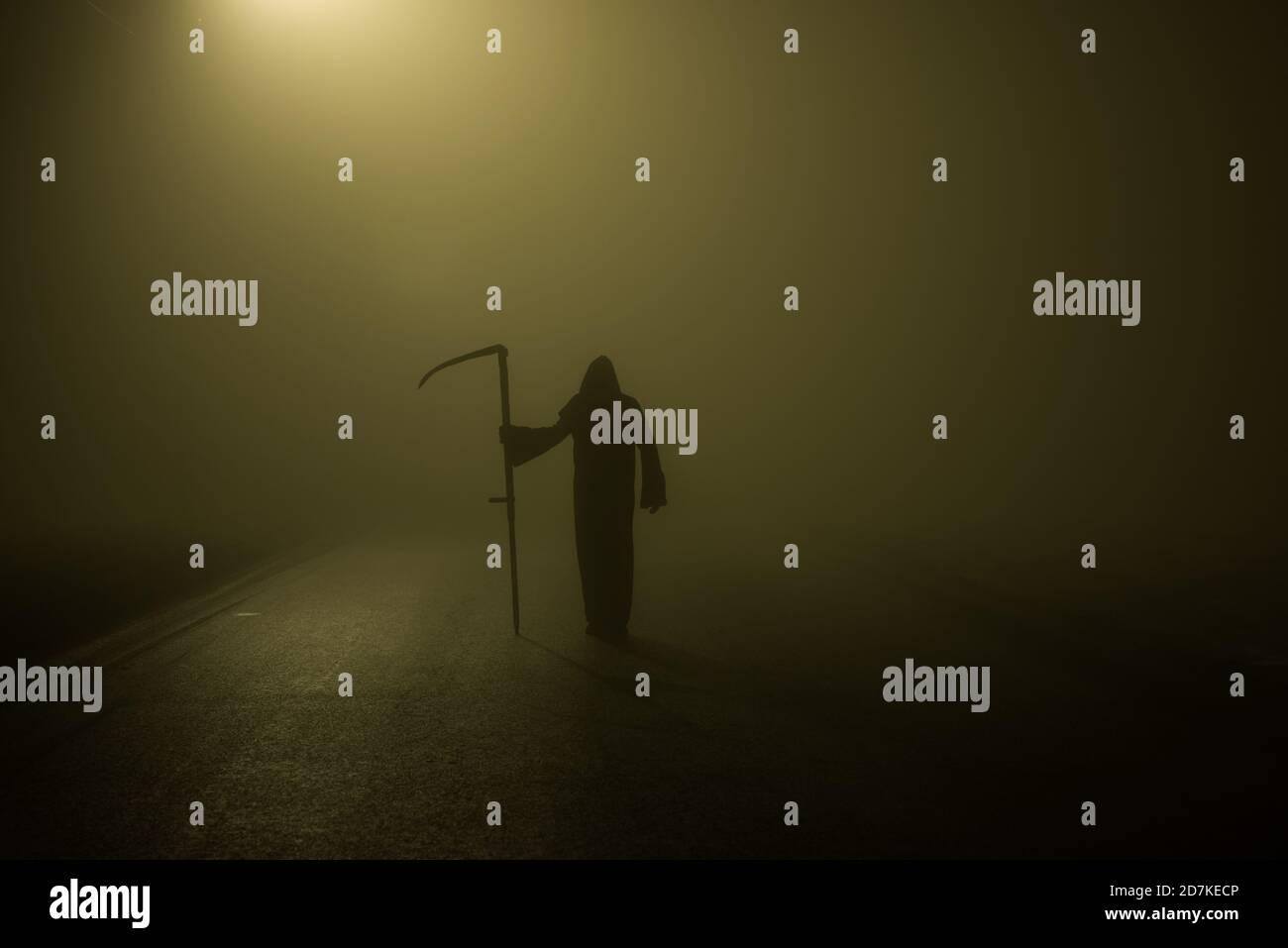 Death grim Reaper skeleton wearing a black robe and wielding a scythe ...