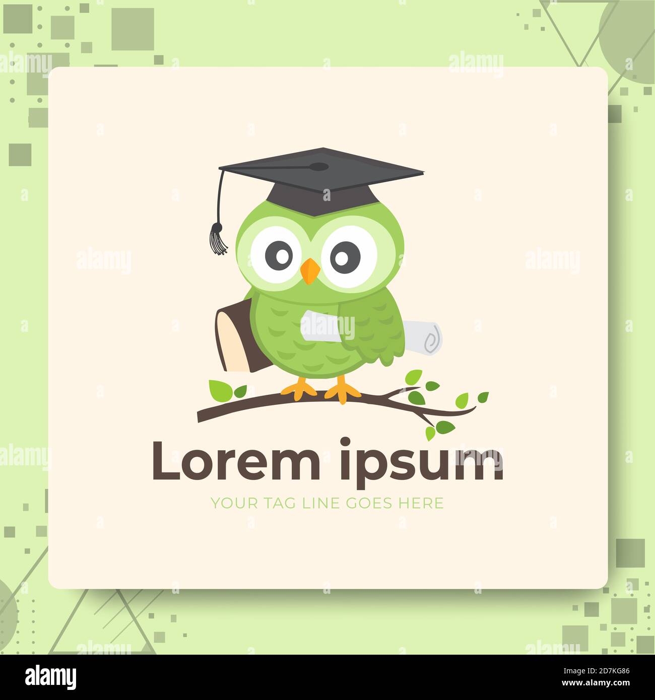 Owl education in branch logo. for education and kids vector Stock ...