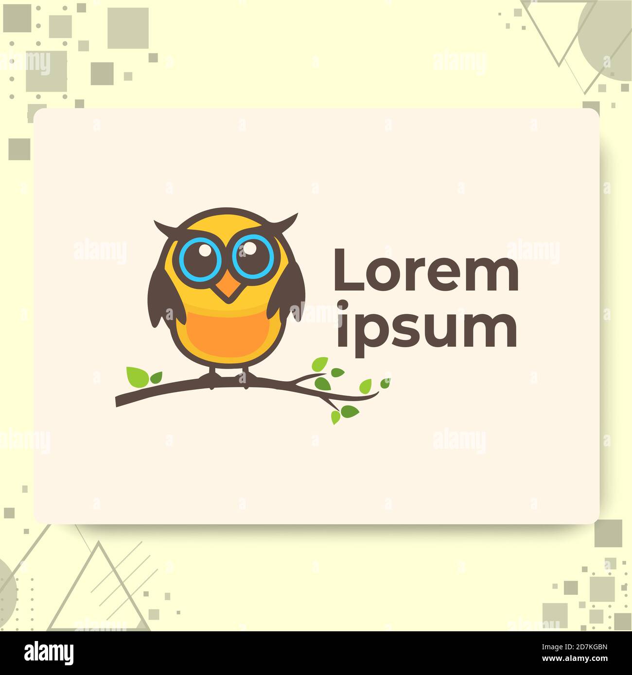 Owl in branch. Vector logo for children education Stock Vector Image ...