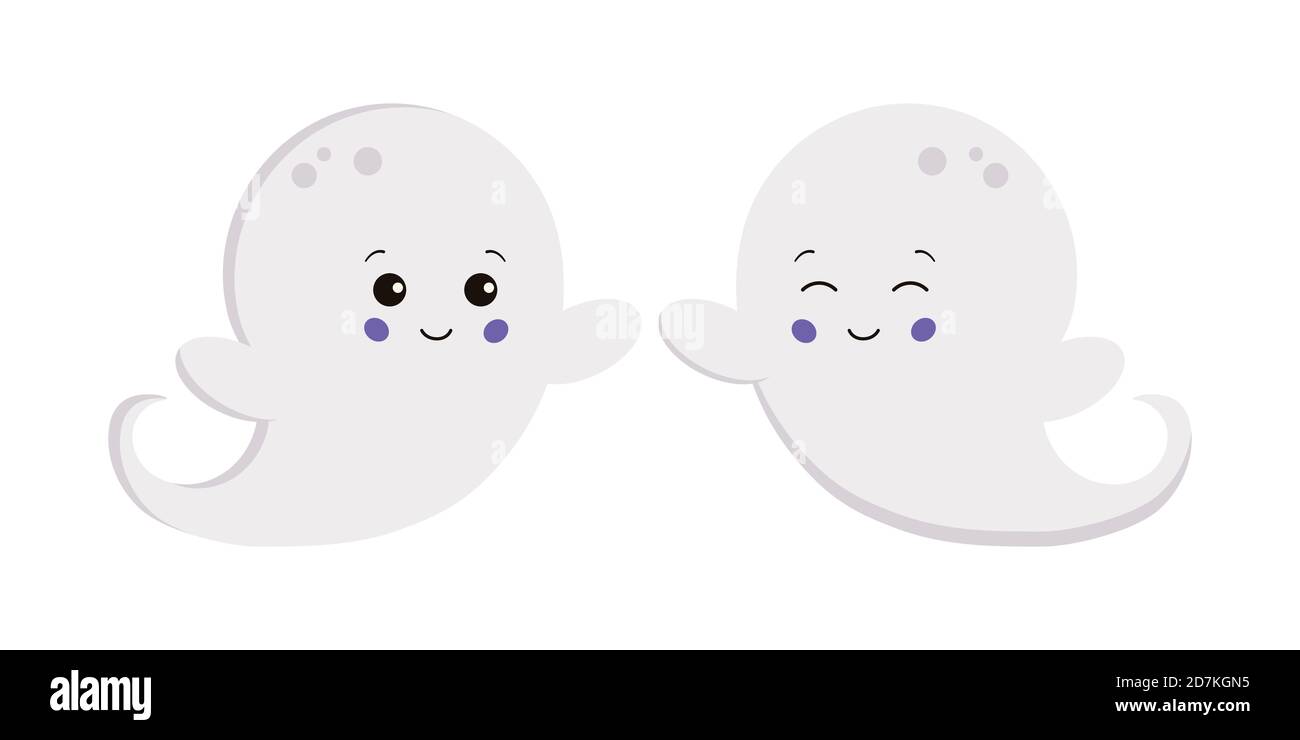 Halloween ghost boy set isolated on white background Stock Vector Image ...