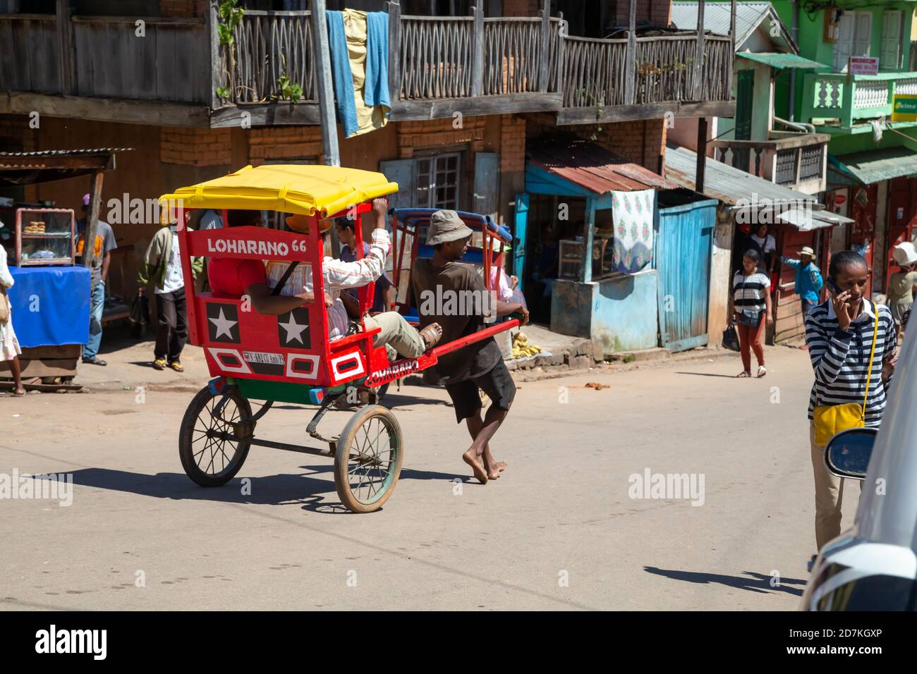 Editorial. A Rickshaw taxis in the streets of Madagascar Stock Photo ...