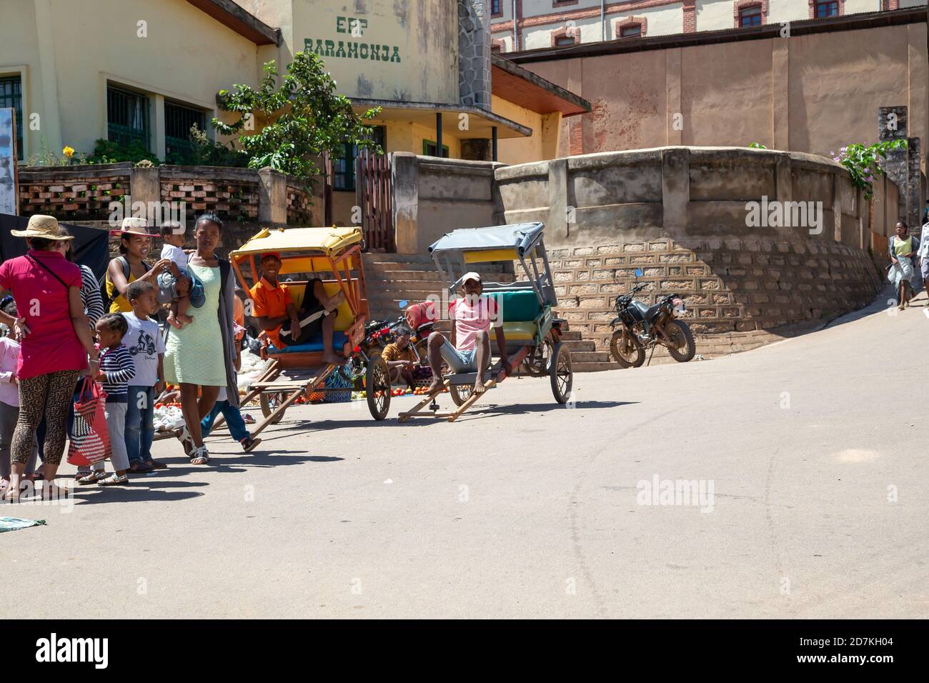 Editorial. A Rickshaw taxis in the streets of Madagascar Stock Photo ...