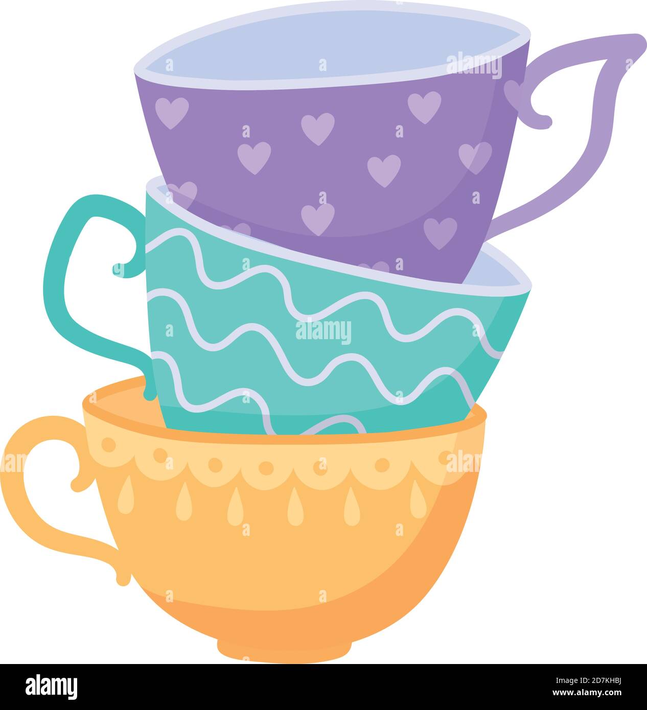 tea, stack of teacups different design vector illustration isolated ...
