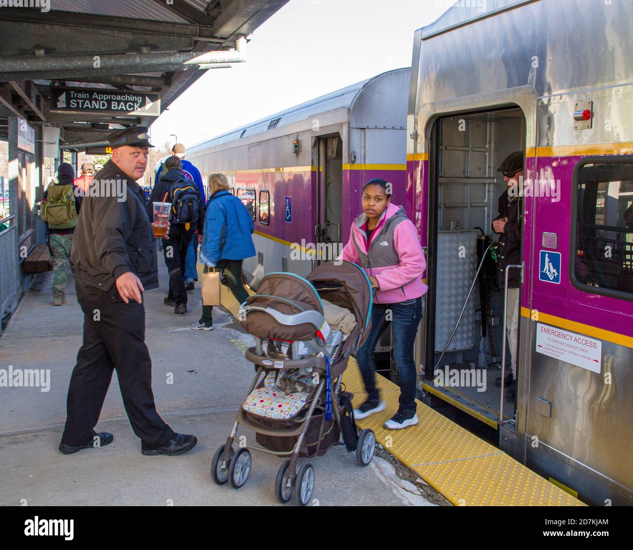 Workers departing the train and going home after a day at work Stock ...