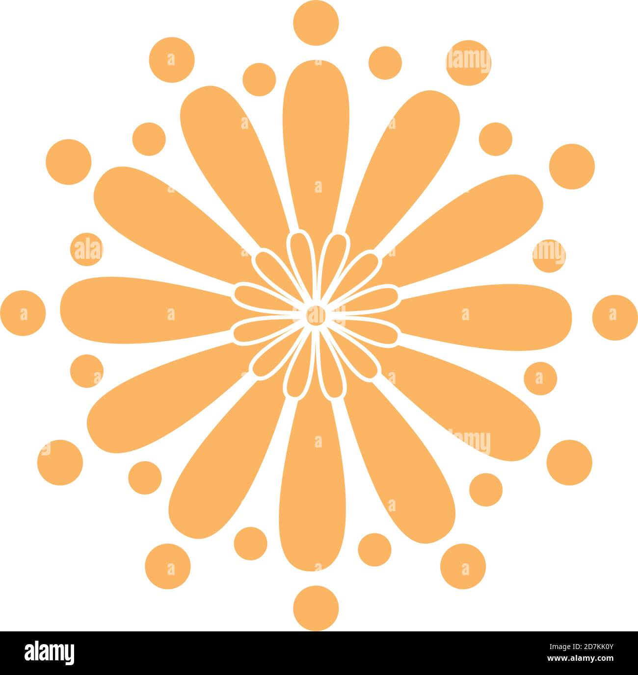 flower dotted petals nature element decoration vector illustration line ...