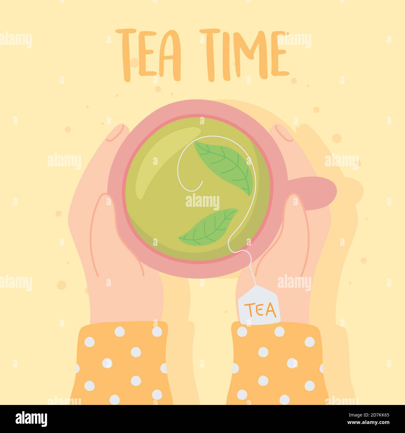 tea, hands holding teacup fresh herbal vector illustration Stock Vector ...