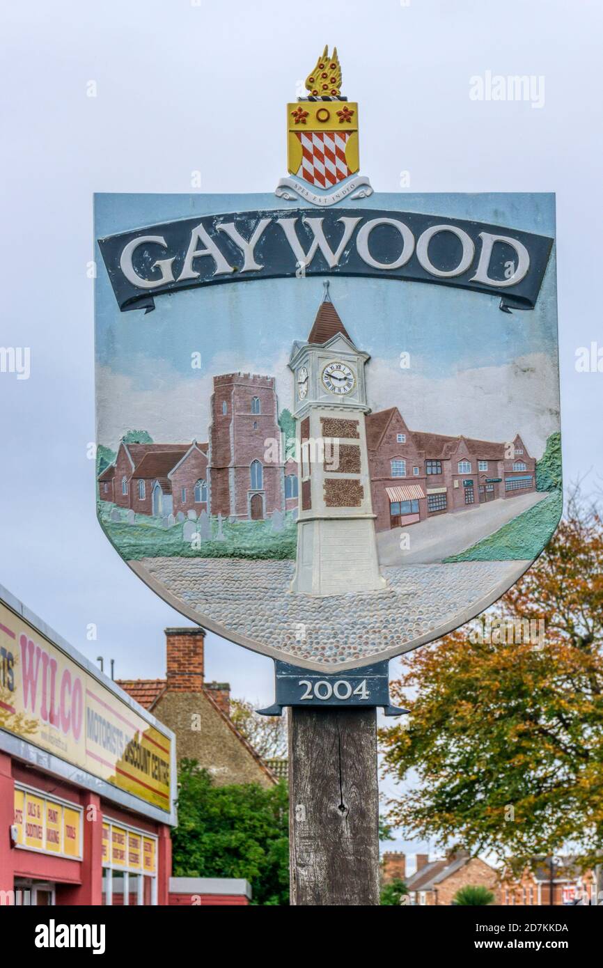 Sign for Gaywood, a suburb of King's Lynn, Norfolk Stock Photo - Alamy