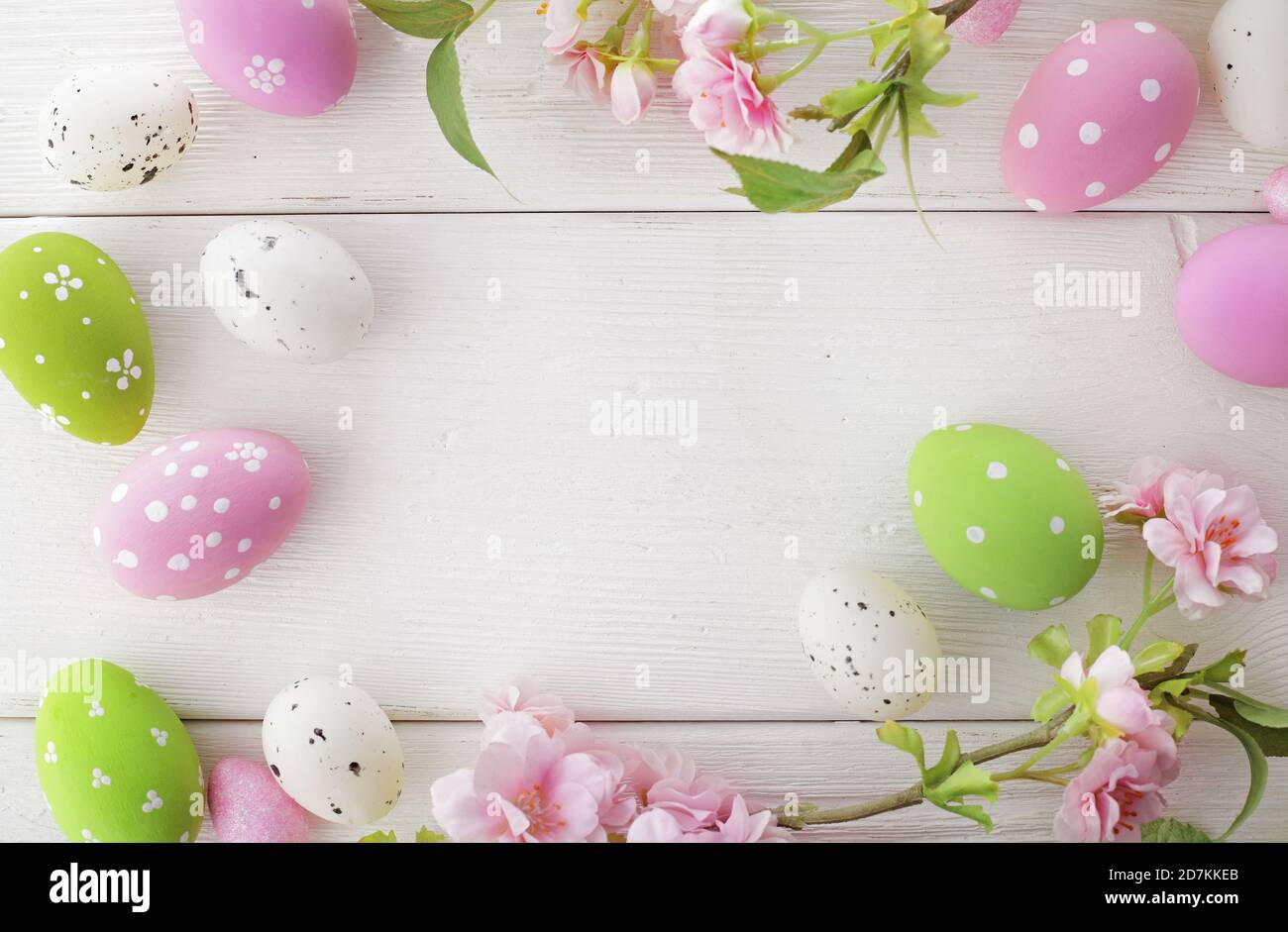 colorful easter eggs and spring flowers Stock Photo - Alamy