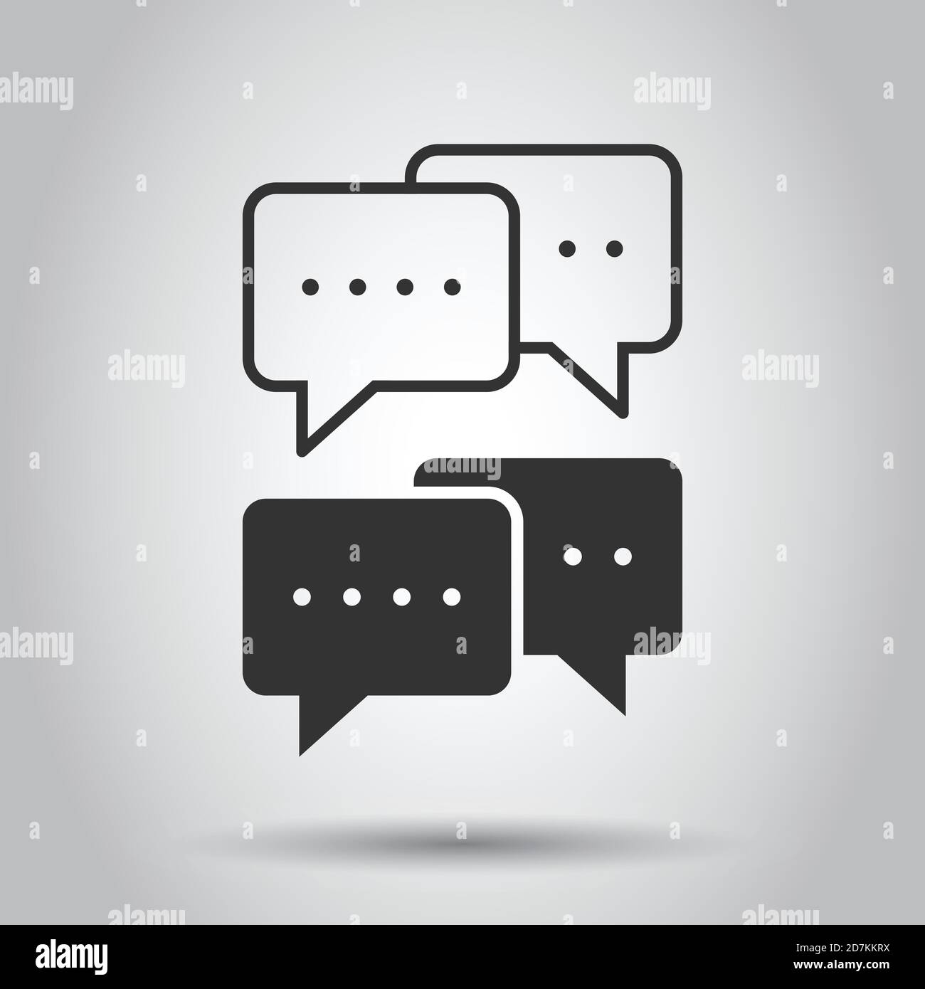 Speak chat sign icon in flat style. Speech bubbles vector illustration ...