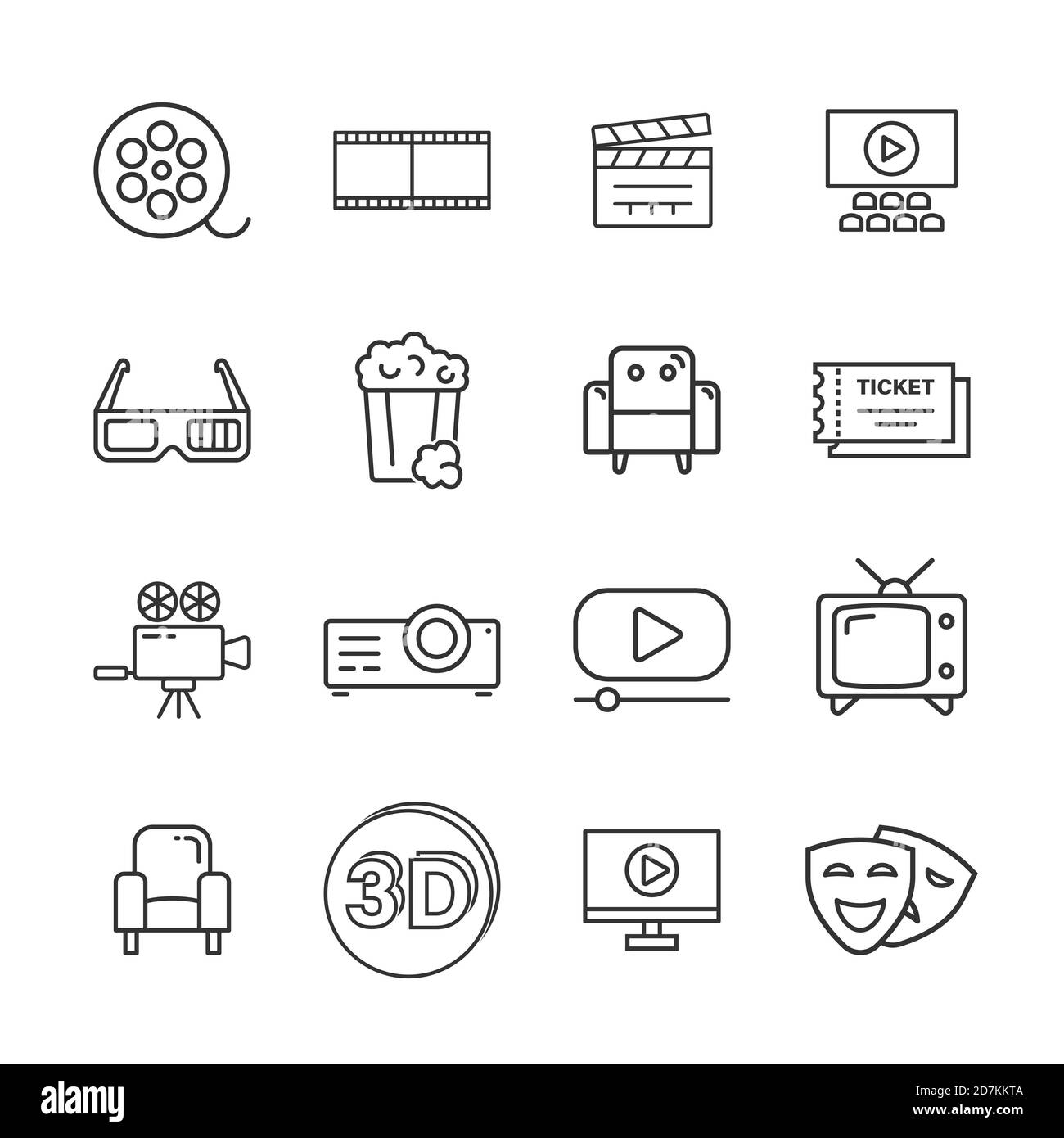 Cinema line icon in flat style. Entertainment set vector illustration ...