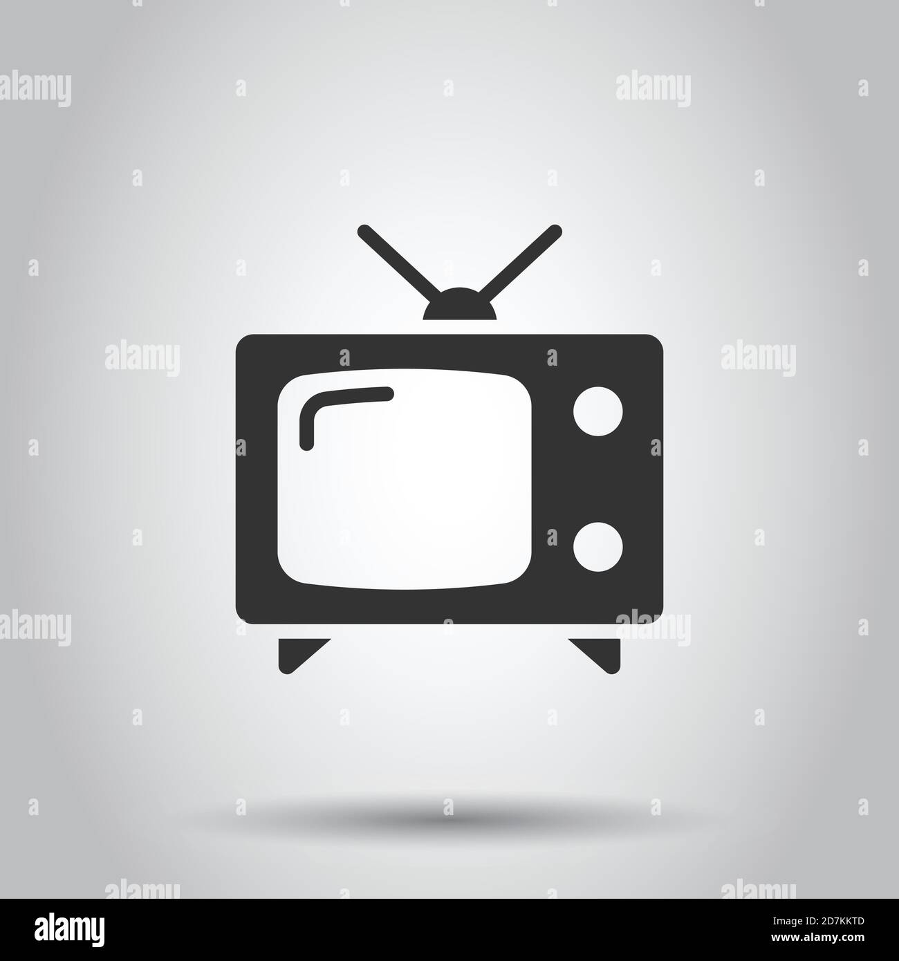 Retro tv screen vector icon in flat style. Old television illustration ...