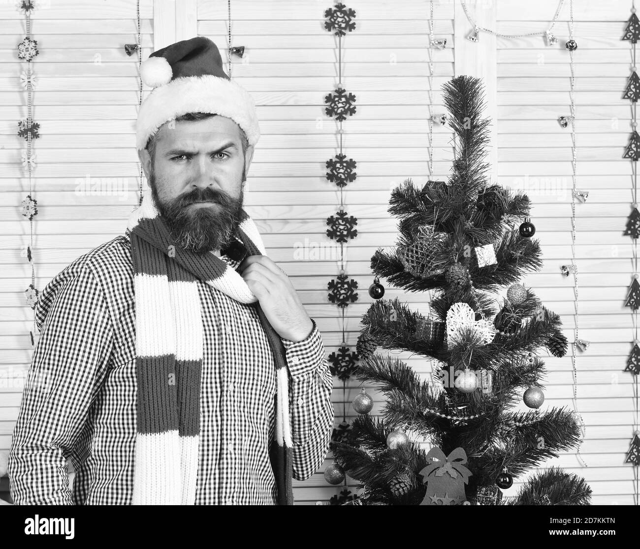 Man red scarf hat Black and White Stock Photos & Images - Alamy