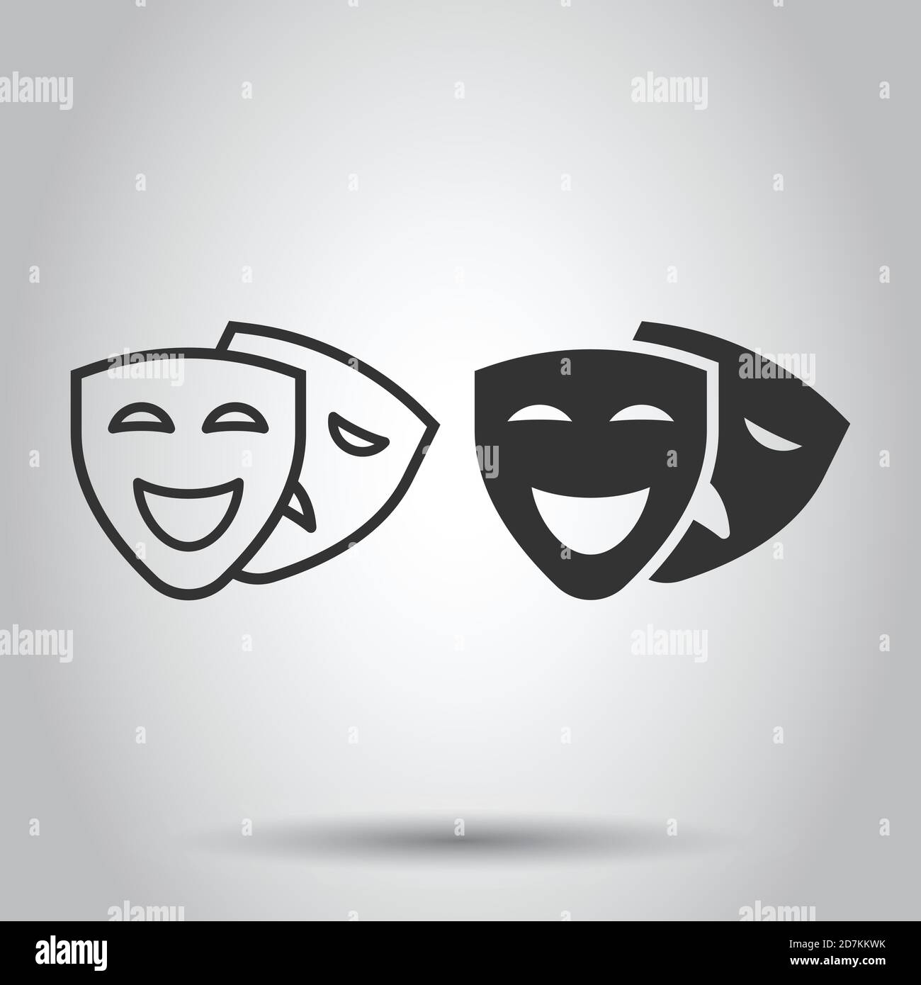 Theater mask icon in flat style. Comedy and tragedy vector illustration ...