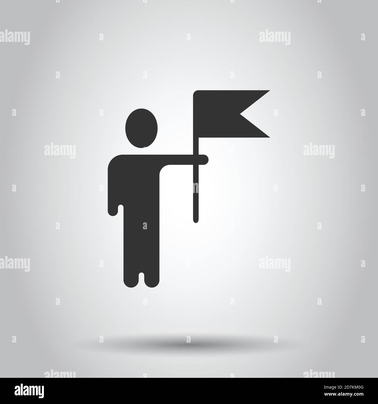 People with flag icon in flat style. Victory vector illustration on ...