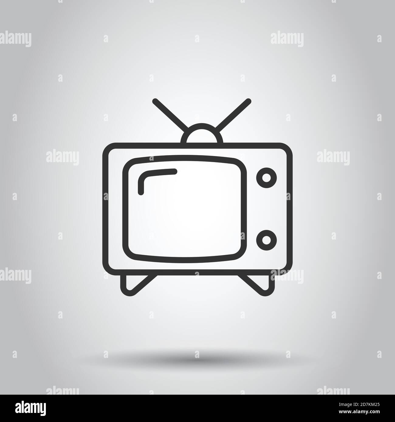 Retro tv screen vector icon in flat style. Old television illustration ...