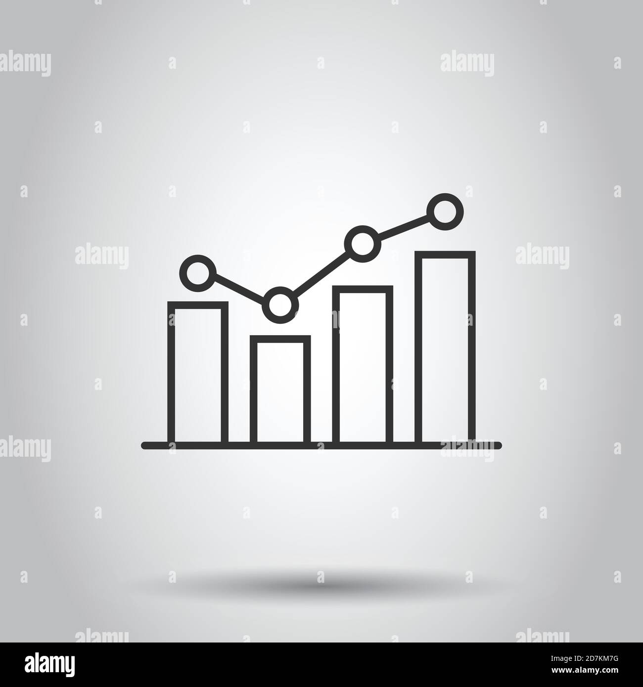 Growing bar graph icon in flat style. Increase arrow vector ...