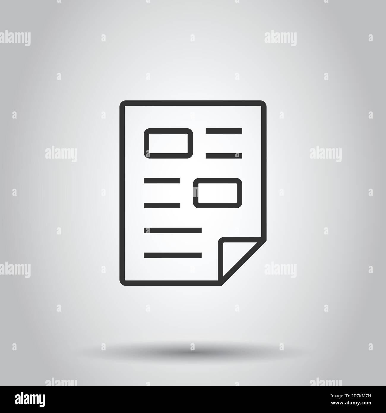 Document note icon in flat style. Paper sheet vector illustration on ...