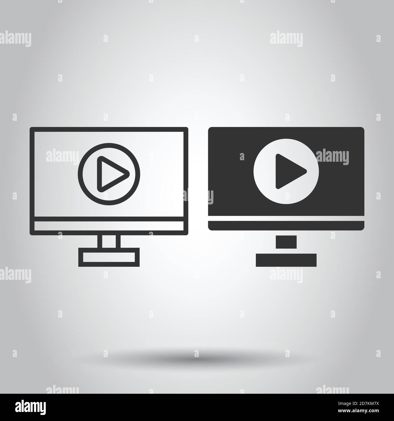 Tv screen icon in flat style. Video vector illustration on white ...