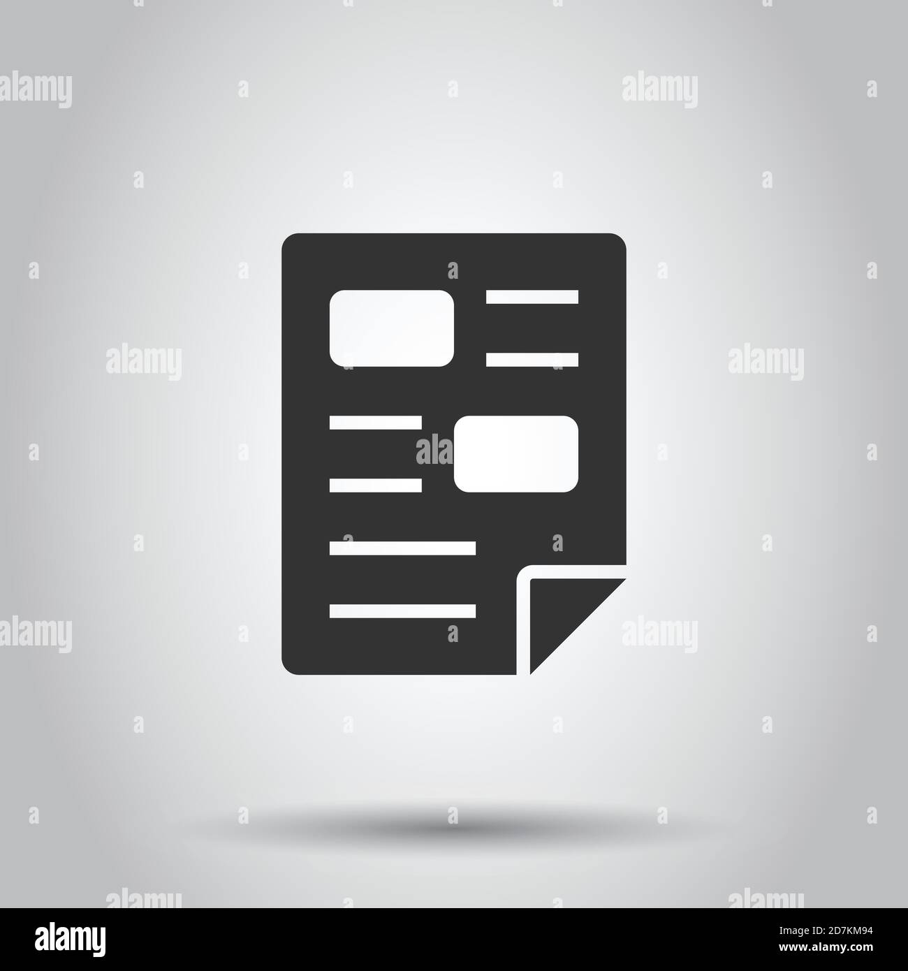 Document note icon in flat style. Paper sheet vector illustration on ...