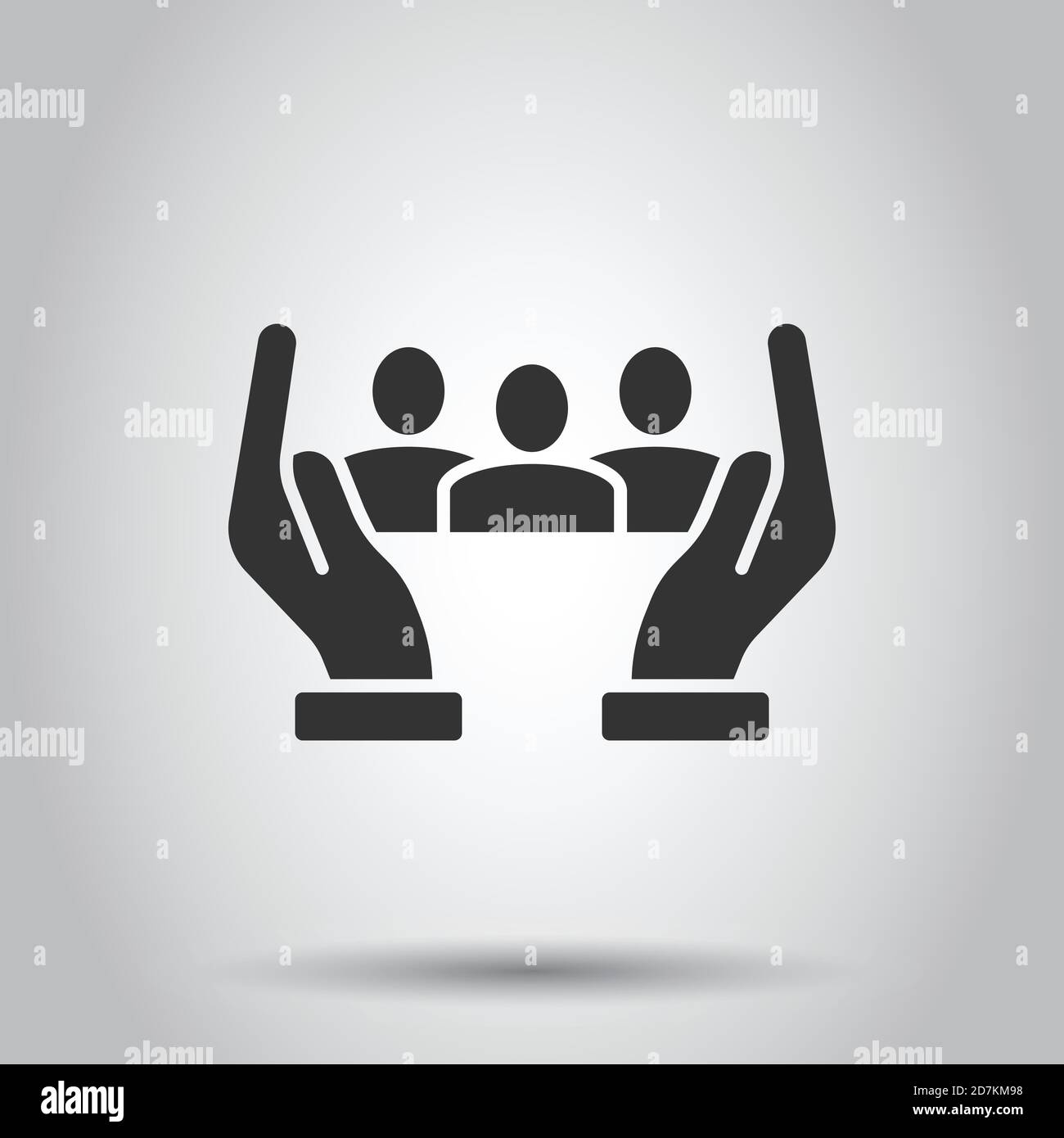 People and hand icon in flat style. Protect life vector illustration on ...