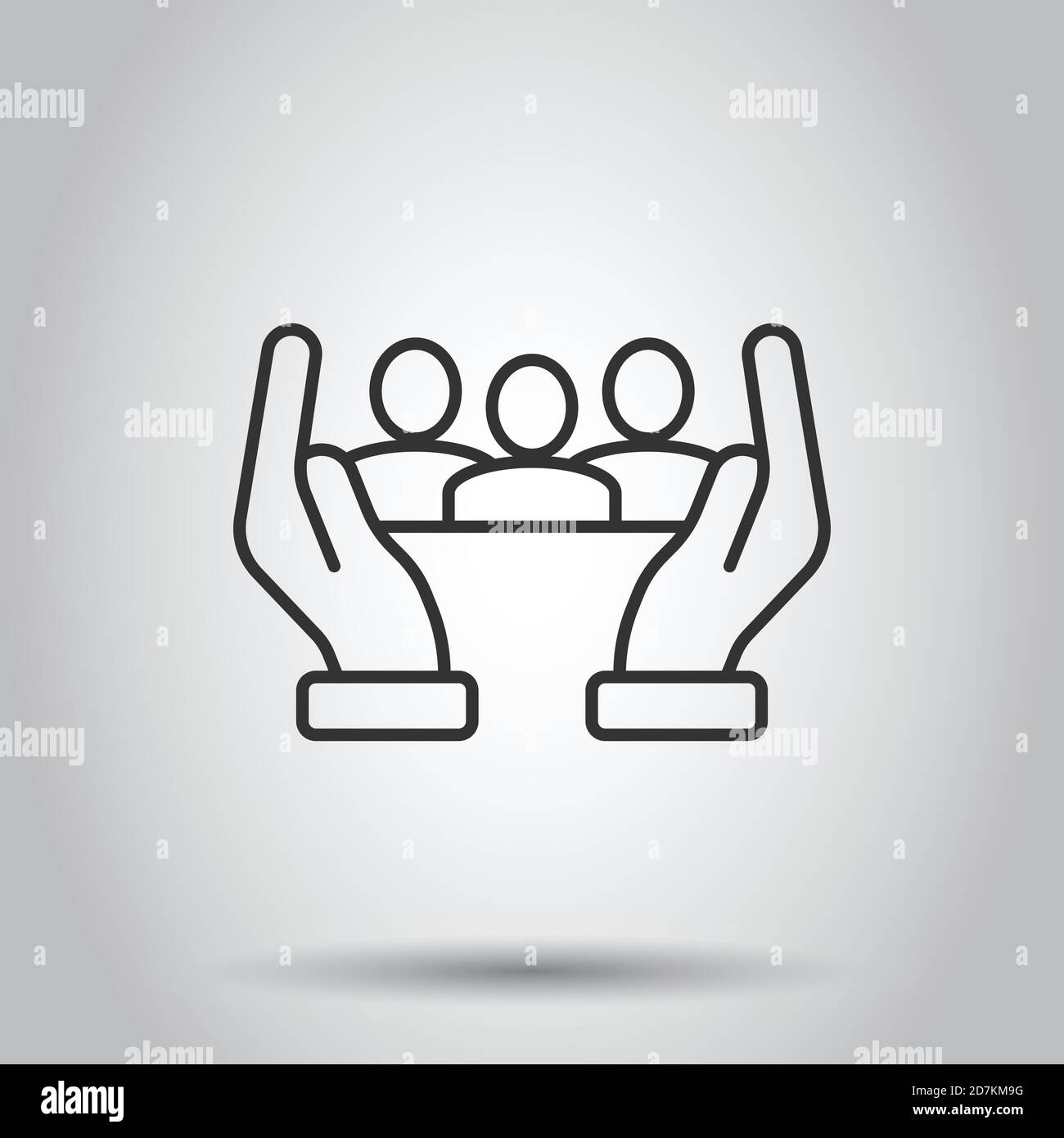 People and hand icon in flat style. Protect life vector illustration on ...