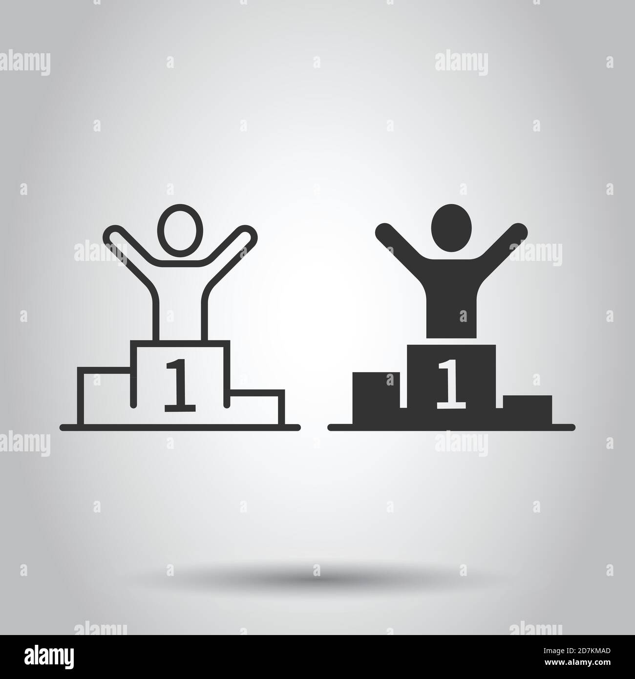 People win icon in flat style. Champion on podium vector illustration ...