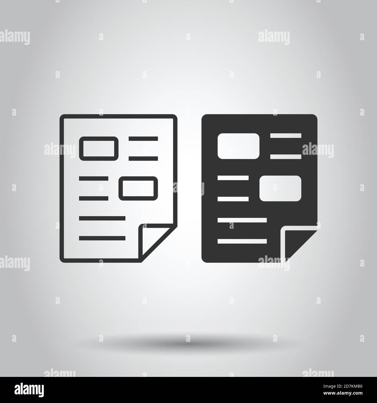 Document note icon in flat style. Paper sheet vector illustration on ...