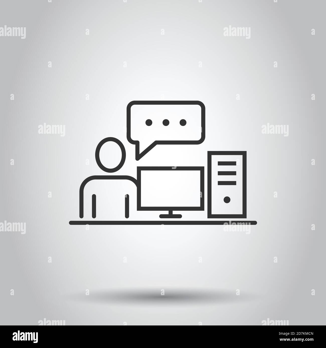 People with laptop computer icon in flat style. Pc user vector ...