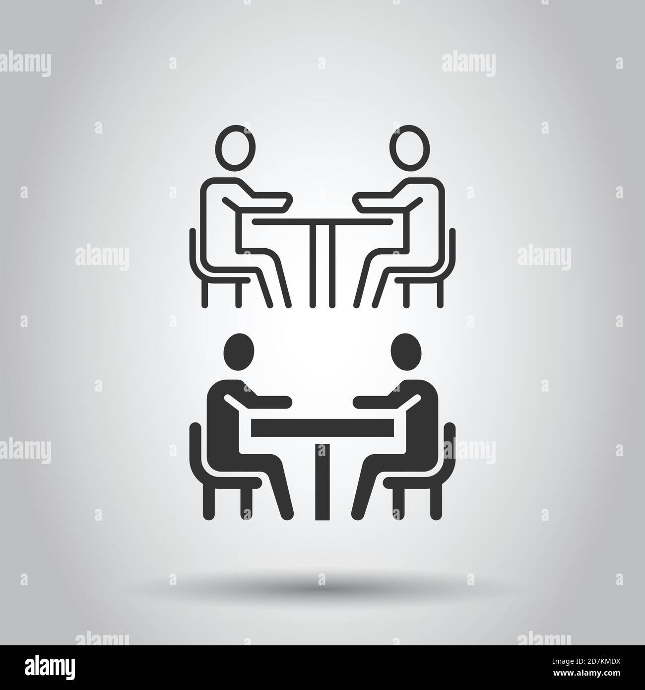 People with table icon in flat style. Teamwork conference vector ...