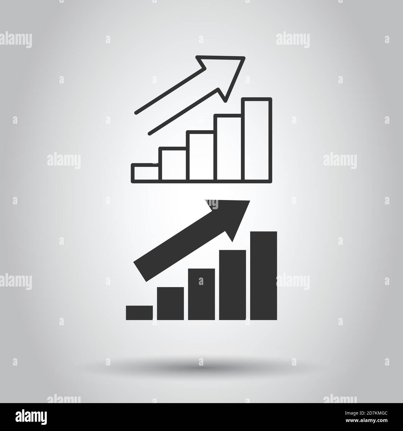 Chart graph icon in flat style. Arrow grow vector illustration on white ...