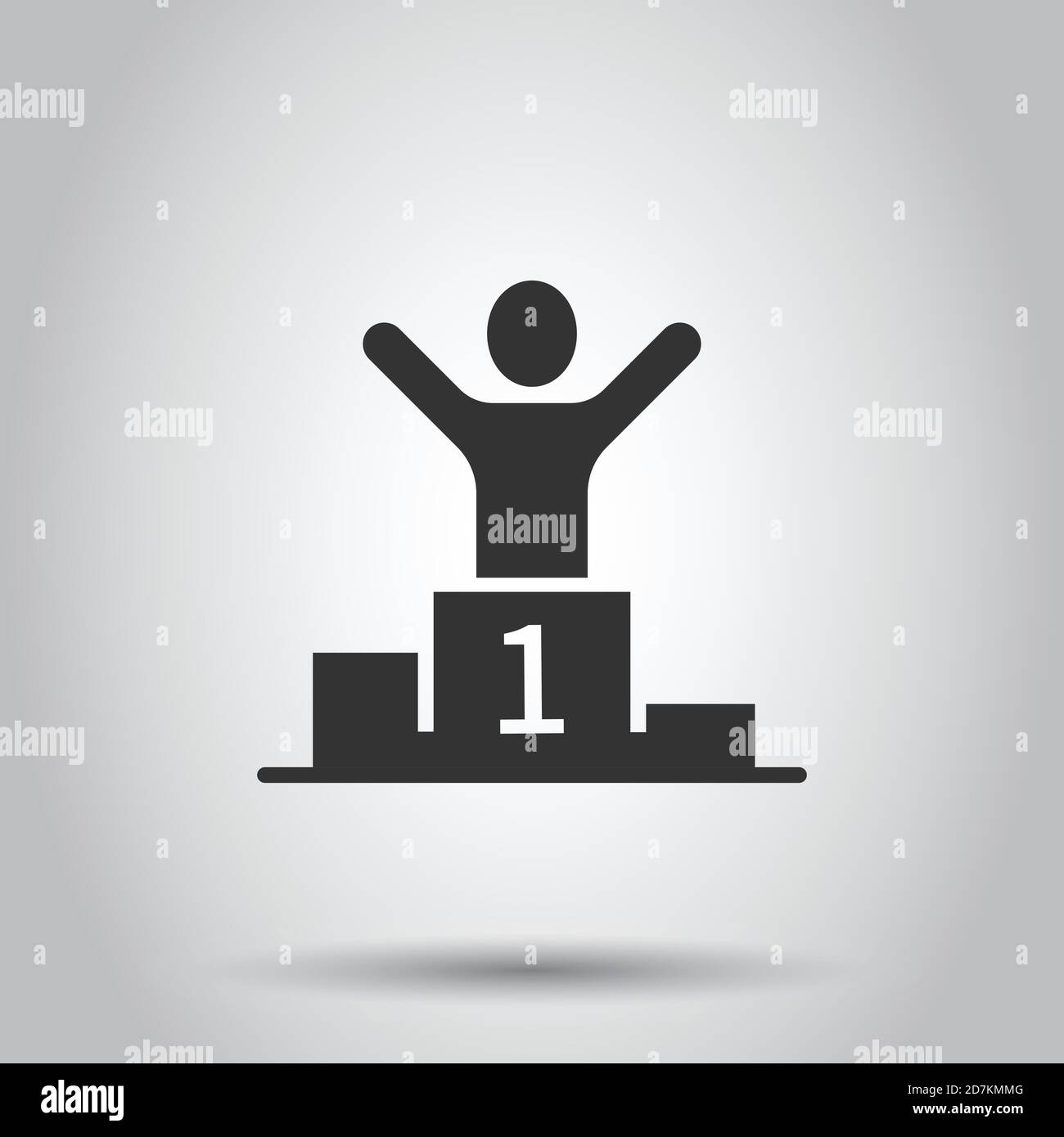 People win icon in flat style. Champion on podium vector illustration ...