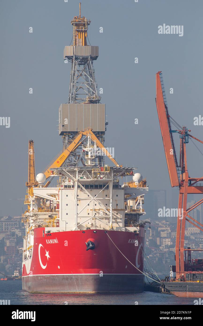 Kanuni drilling ship is in Haydarpasa port in Istanbul, Turkey on ...