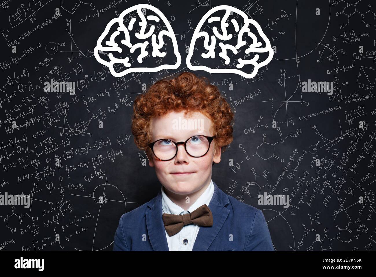 Smart thinking genius child student portrait Stock Photo - Alamy