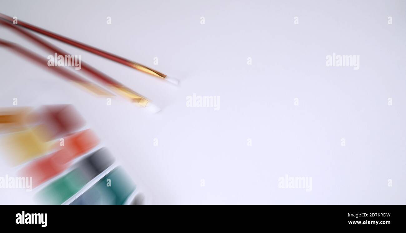 Drawing paints on a white sheet of paper Stock Photo - Alamy
