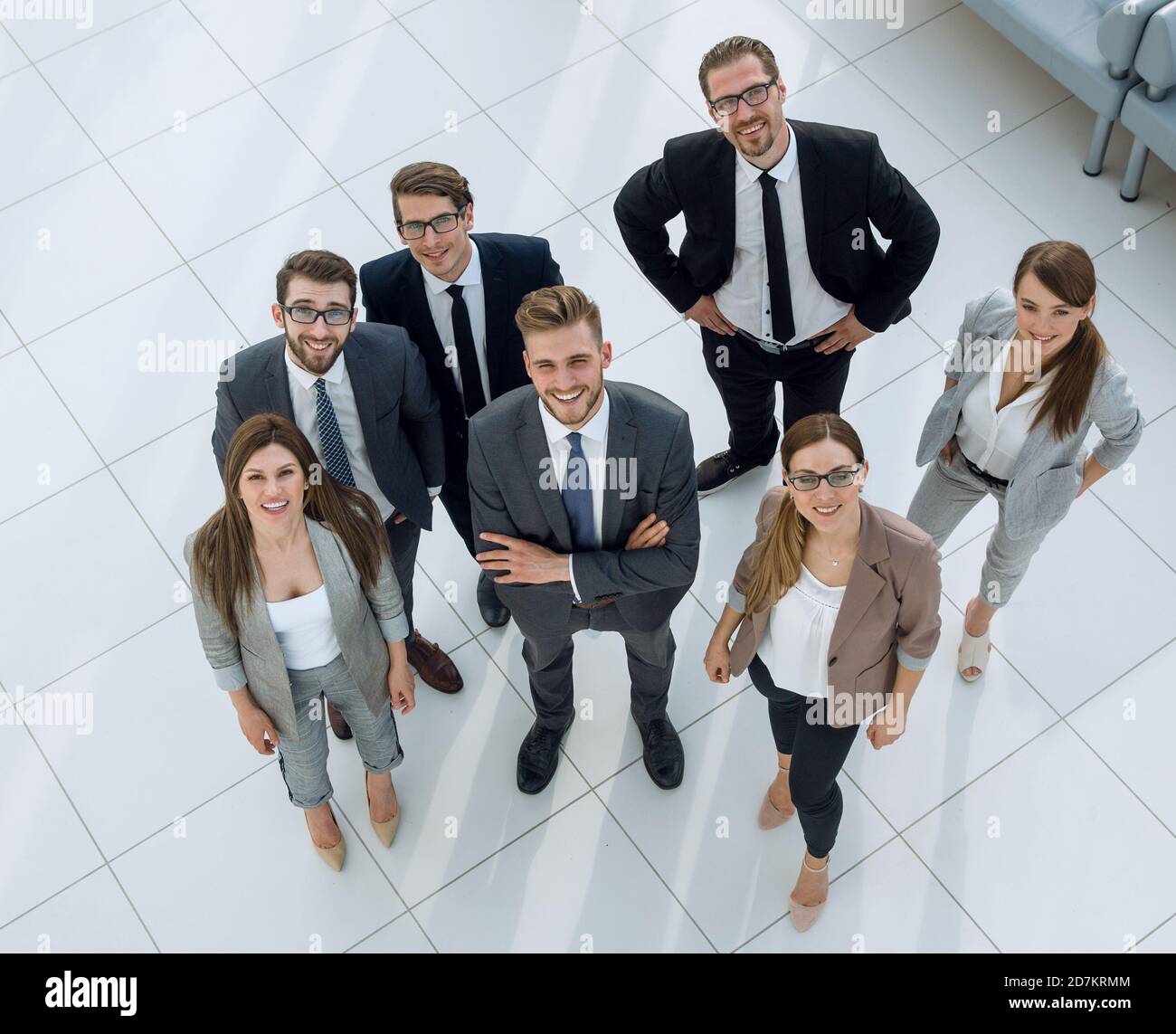 top view.a group of business people standing in a new office Stock ...