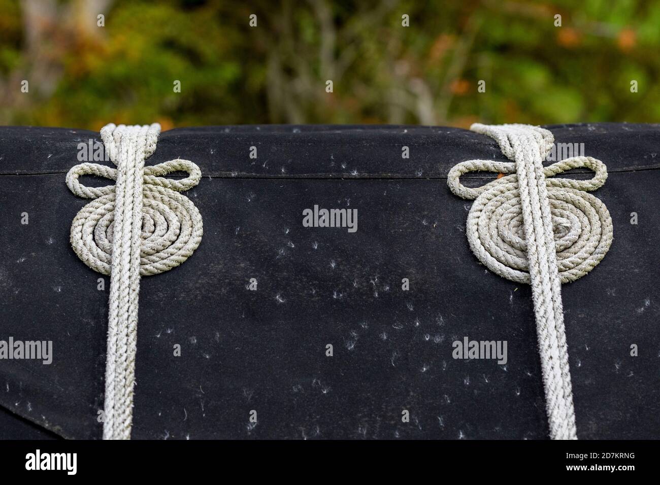 two ropes on a barge or narrow boat on the grand union canal tidy ship ...